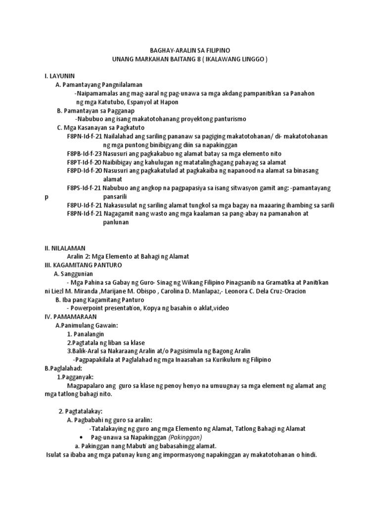 Grade 8 Filipino LP | PDF