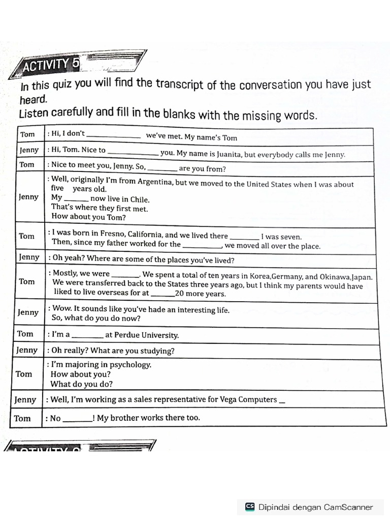 Soal Listening Activity 5 Hal 7 Pdf