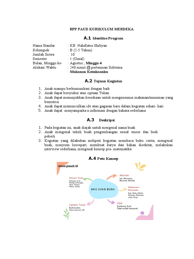 RPP Paud Kurikulum Merdeka | PDF | Karier & Perkembangan | Kesehatan Holistik