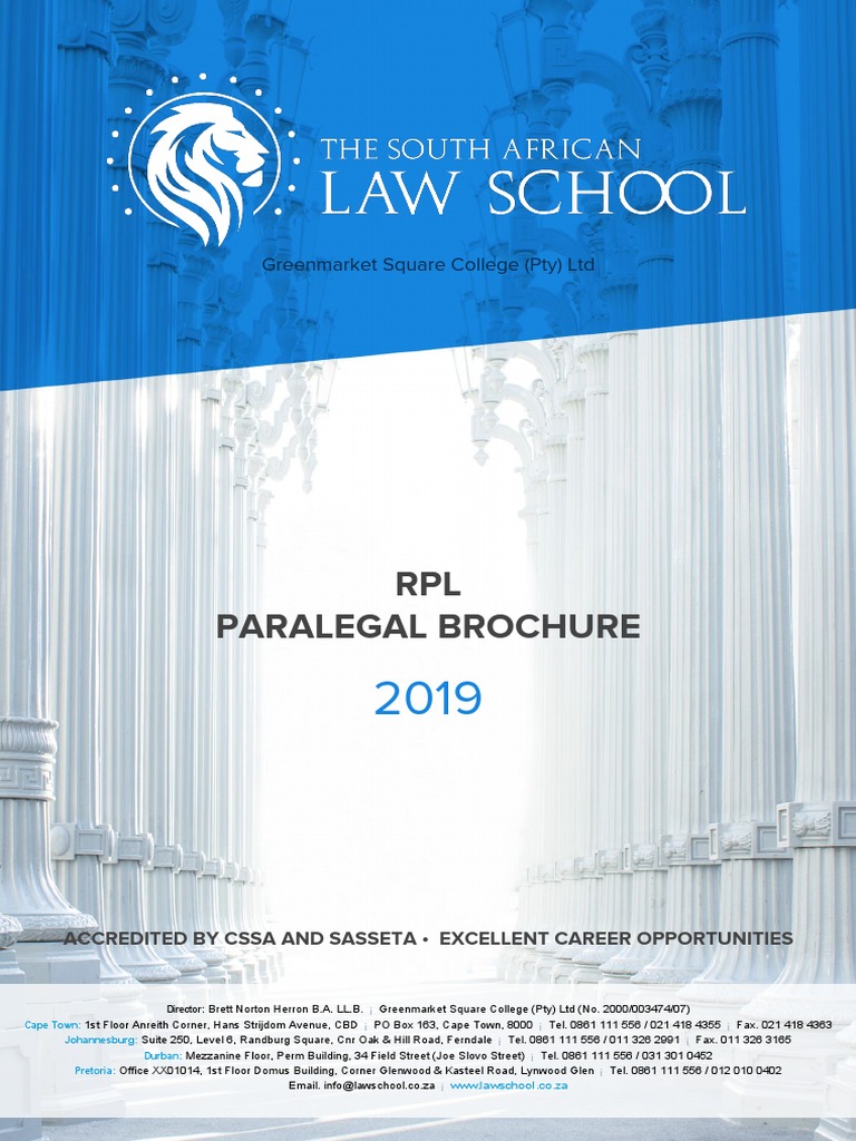 SA Law RPL Paralegal Brochure 2019 | PDF