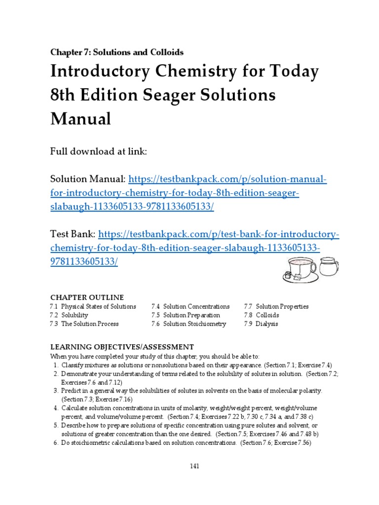 Introductory Chemistry For Today 8th Edition Seager Solutions Manual 1 | PDF