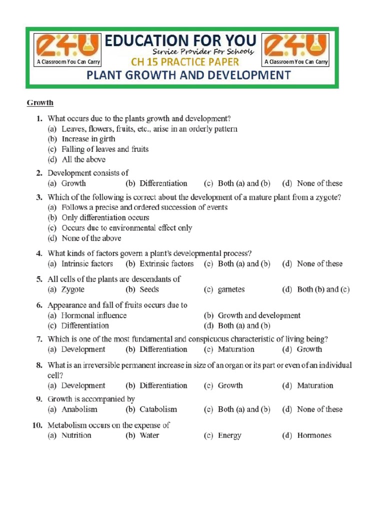 CH 15 Plant Growth and Development-1 | PDF