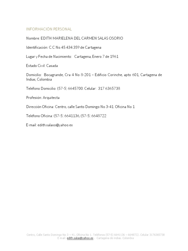 Hoja de Vida de Edith Salas | PDF | Colombia | Planificación