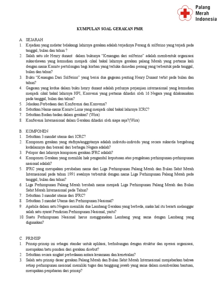 Kumpulan Soal Gerakan PMR Madya | PDF