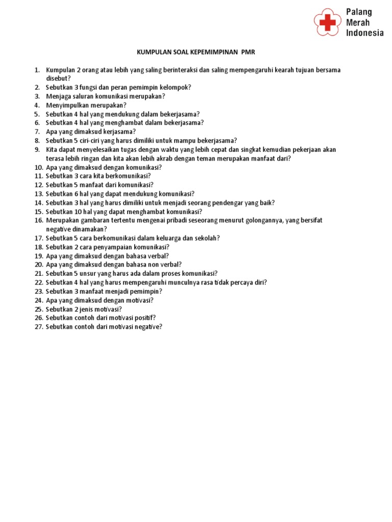 Kumpulan Soal Kepemimpinan PMR | PDF