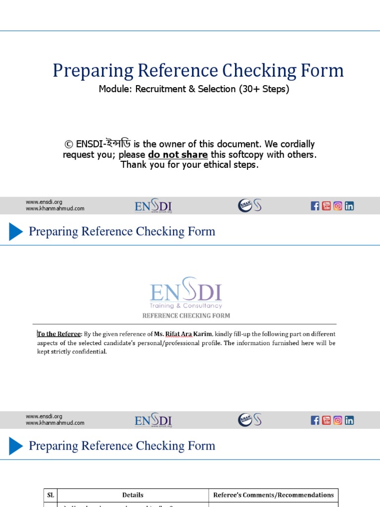 Preparing Reference Checking Form | PDF