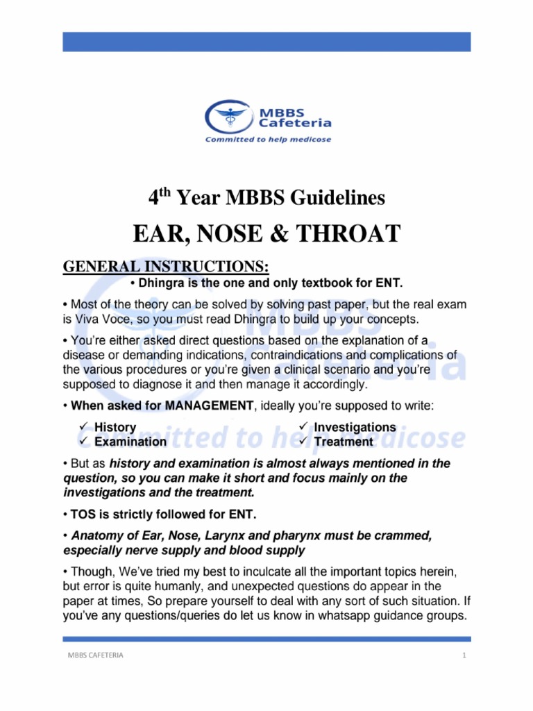 ENT 4th Year MBBS Guidelines | PDF