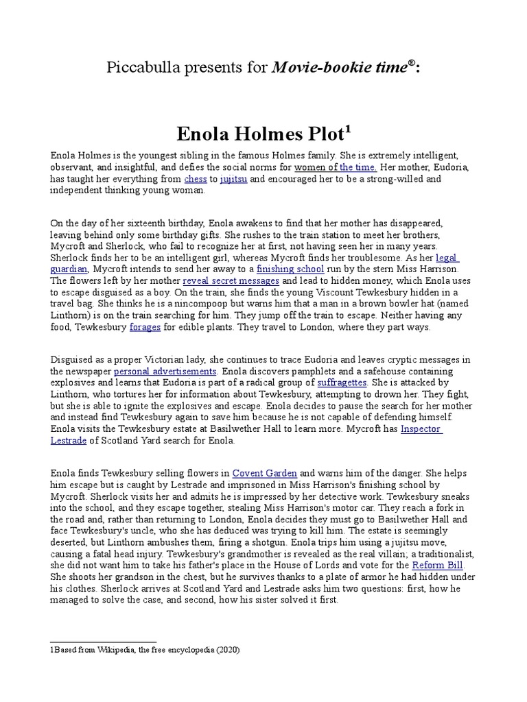 Enola Holmes Plot | PDF