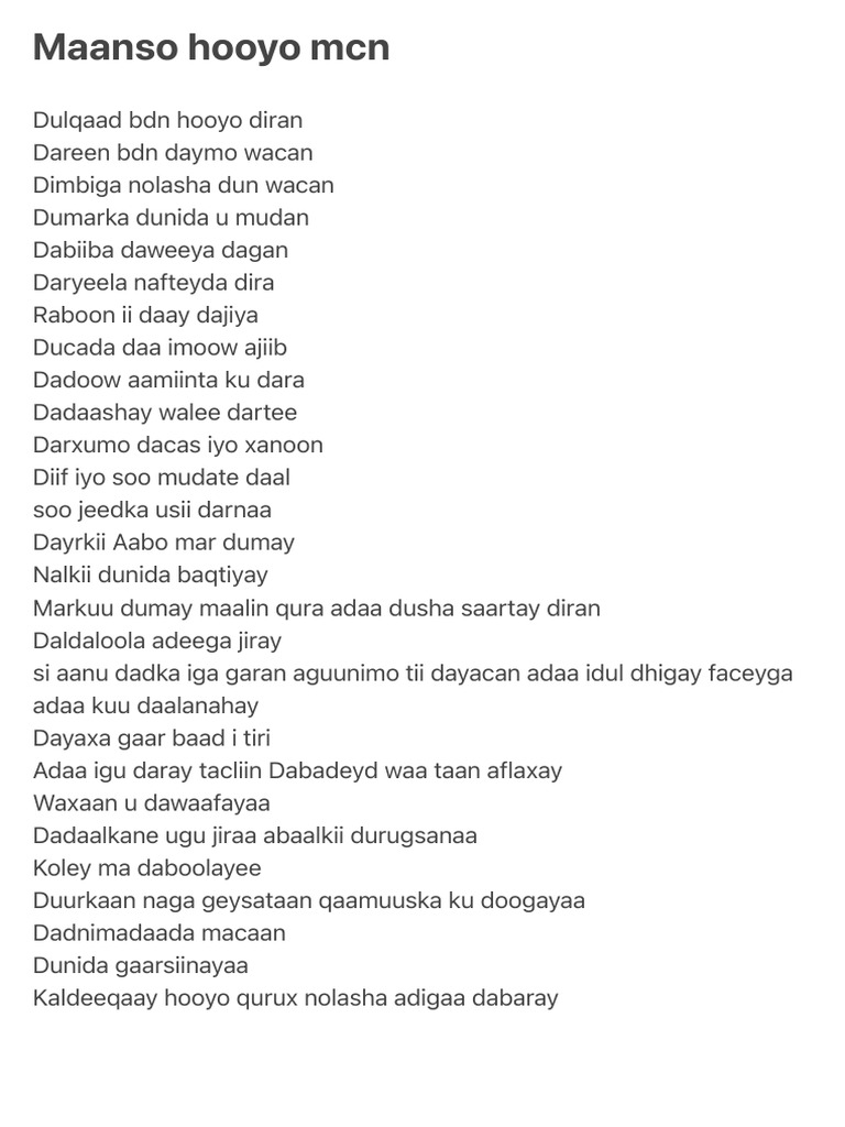 Amaan iyo Gabay Hooyo Macaan | PDF | Religion & Spirituality | Poetry