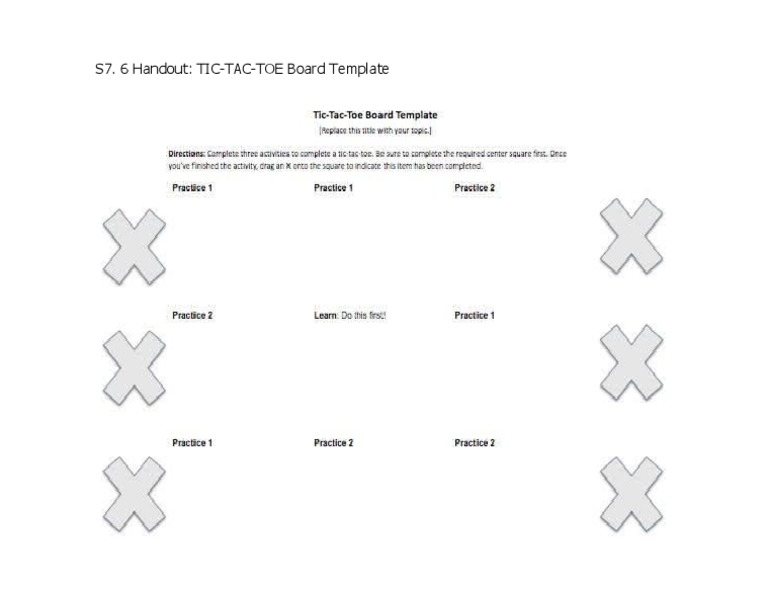 S7.4 TIC TAC TOE Board Template | PDF