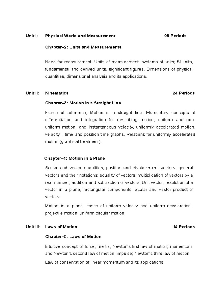 Physics Syllabus Class 11 | PDF | Heat | Gases