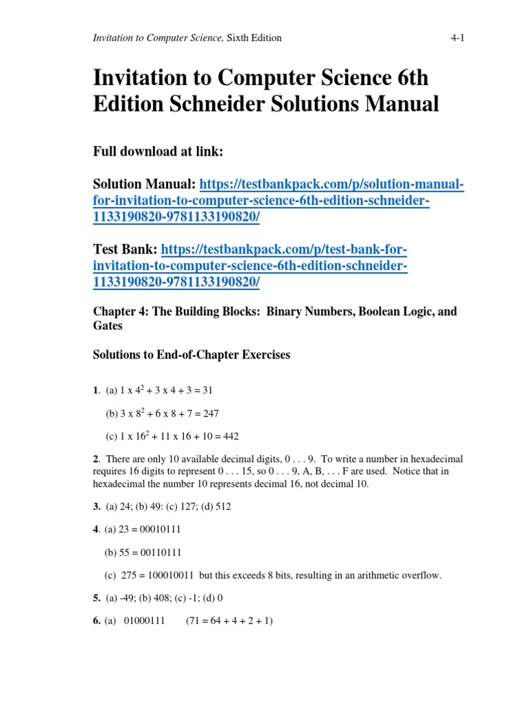 Invitation To Computer Science 6th Edition Schneider Solutions Manual 1 | PDF