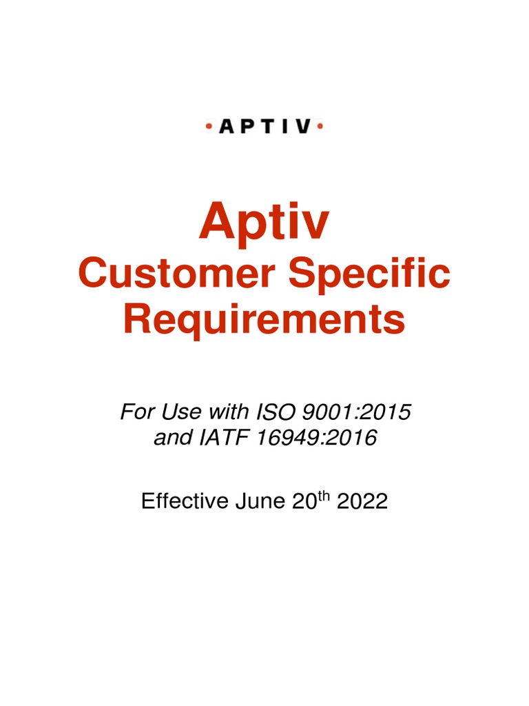 Aptiv Customer Specific Requirements Guide | PDF | Iso 9000 | Supply Chain