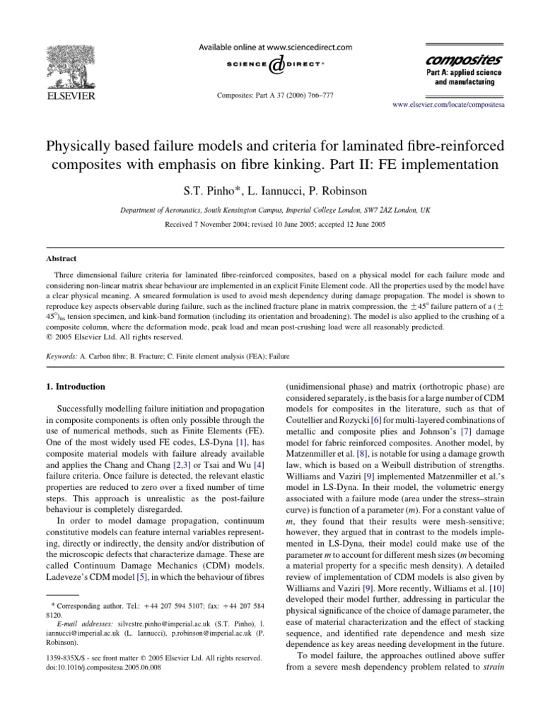 Pinho, Iannucci, Robinson - 2006 - Physically Based Failure Models and ... Pinho, Iannucci, Robinson - 2006 - Physically Based Failure Models and ...