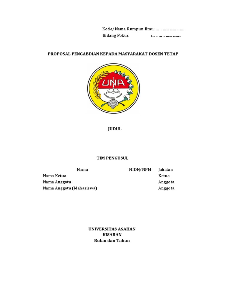 Template Proposal Pengabdian Kepada Masyarakat Una 2023 | PDF