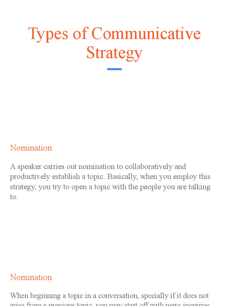 Lesson 6 - Types of Communicative Strategy - Copy | PDF