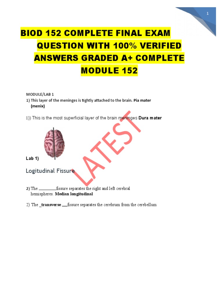 Biod 152 Final Exam | PDF