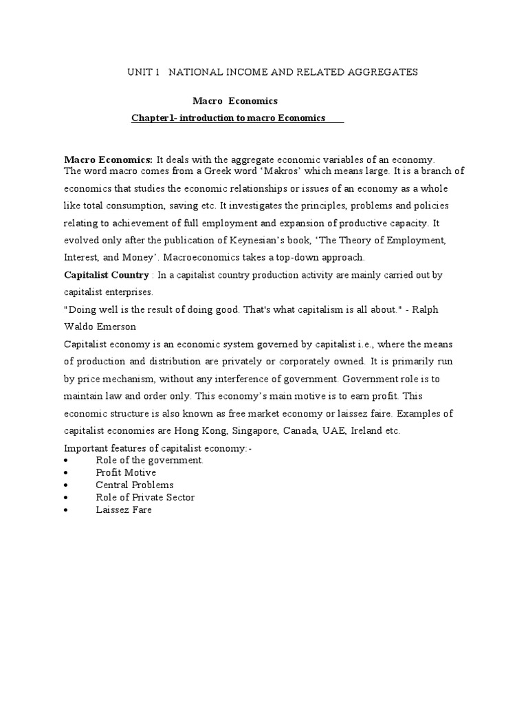 Chapter 1 - Introduction To Macro Economics | PDF | Macroeconomics | Economics