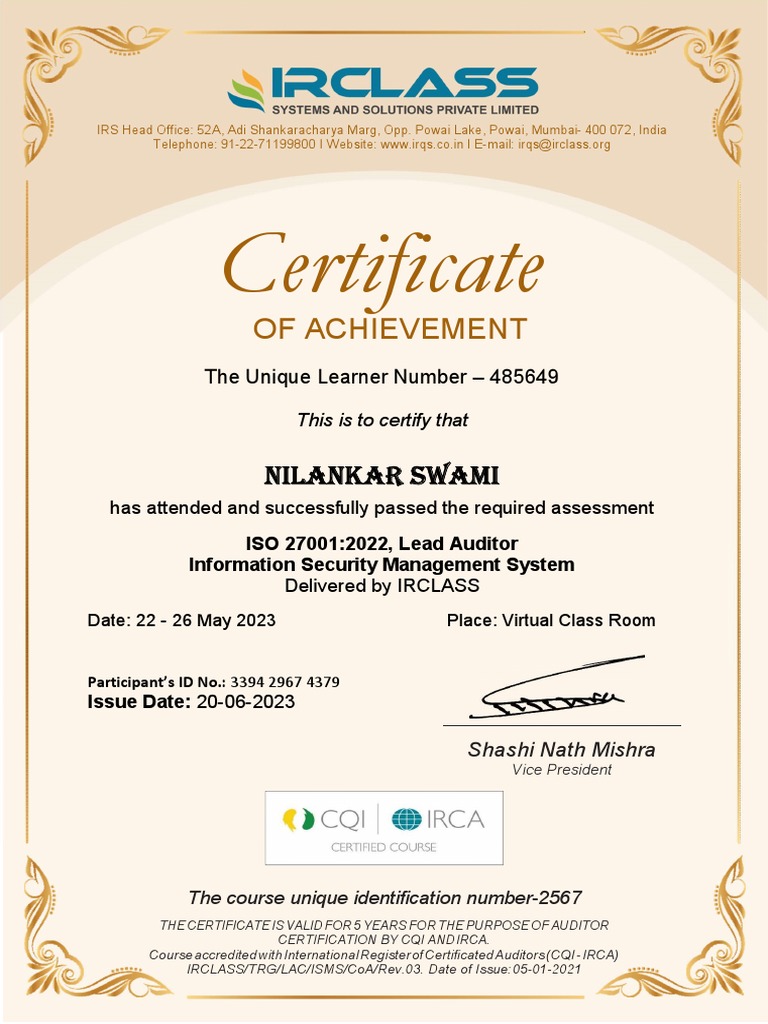 ISMS LA 22 - 26 May 2023 Nilankar Swami | PDF