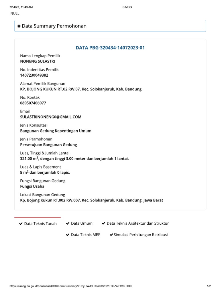 Resi Perizinan PBG | PDF