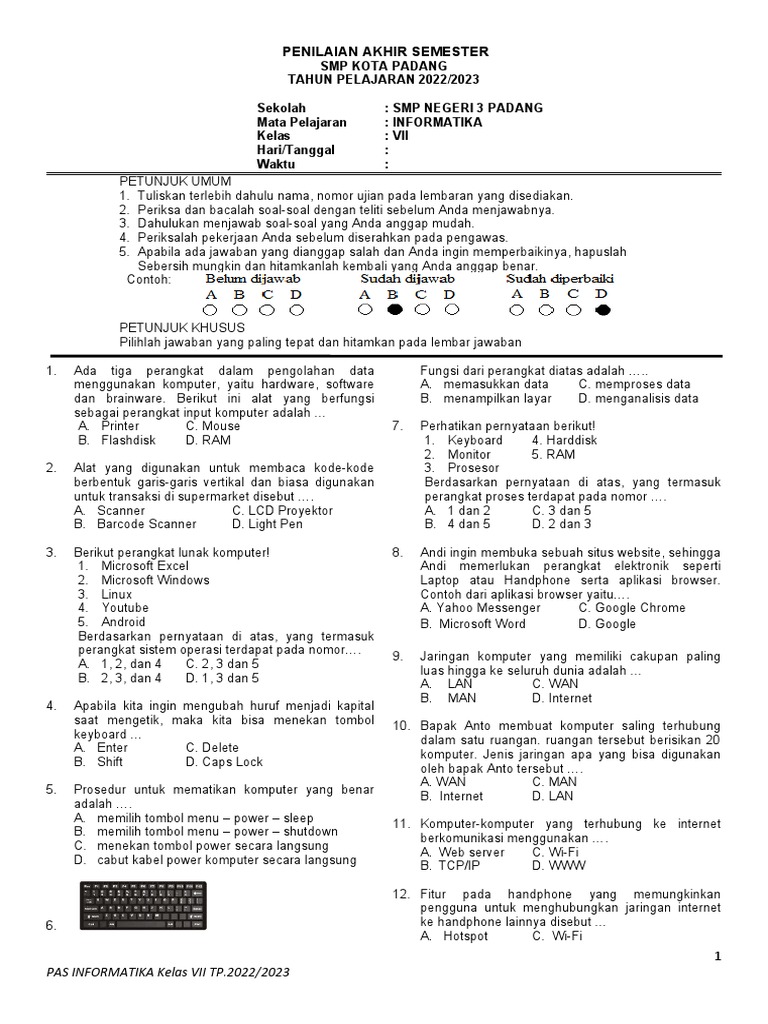SOAL PAS Informatika Sem Genap | PDF