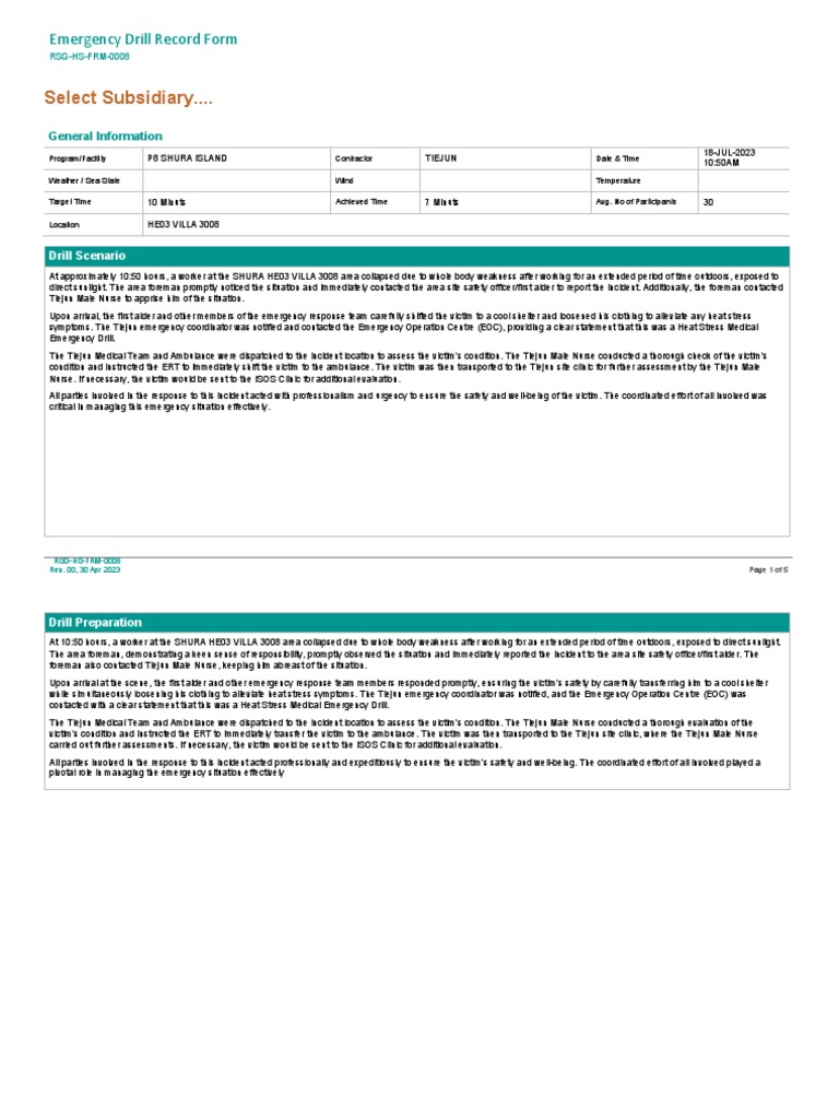 Heat Stress Drill | PDF