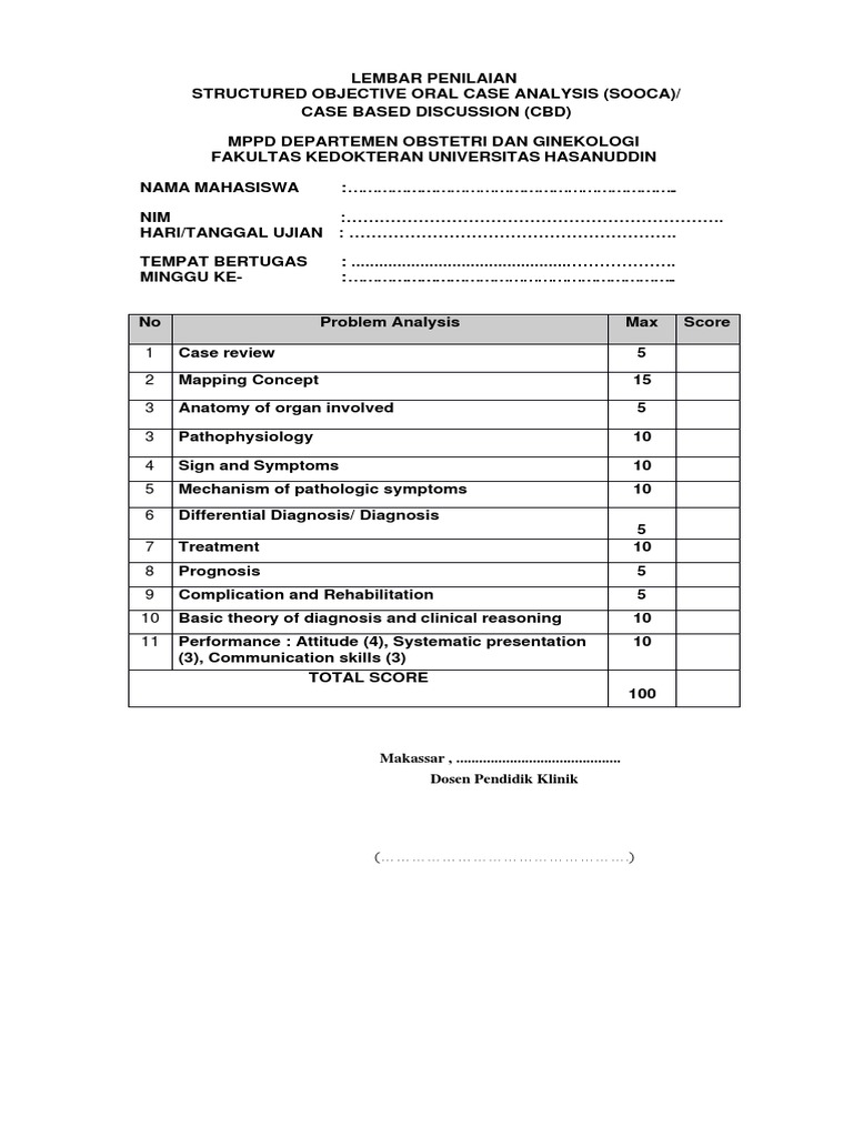Lembar Penilaian SOOCA | PDF