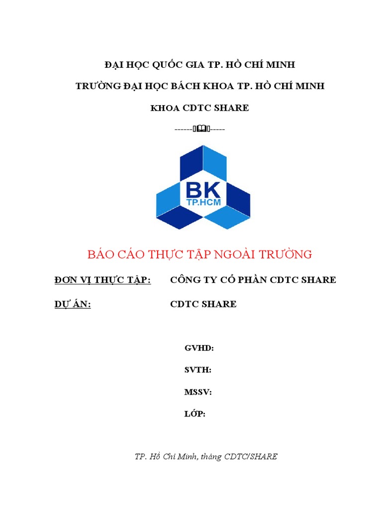 Mẫu Báo Cáo Thực Tập 1 (Cdtc Share) | PDF