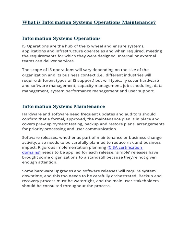 1 Intro To Information Systems Operations Maintenance | PDF