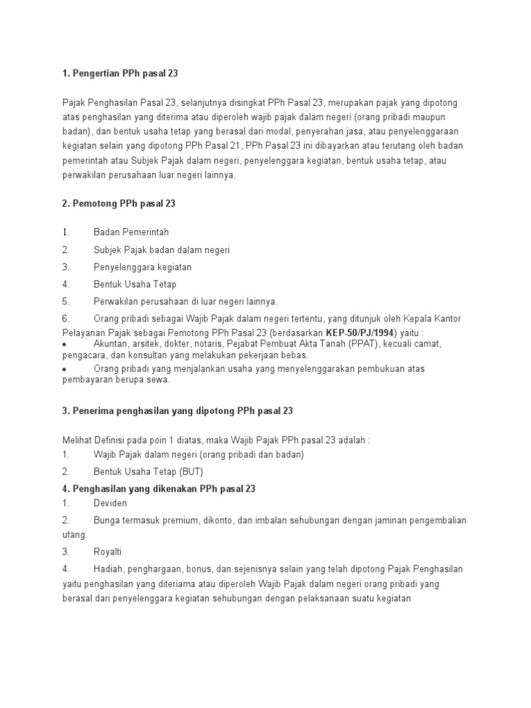 PPH PASAL 23 | PDF | Pengelolaan Keuangan & Uang