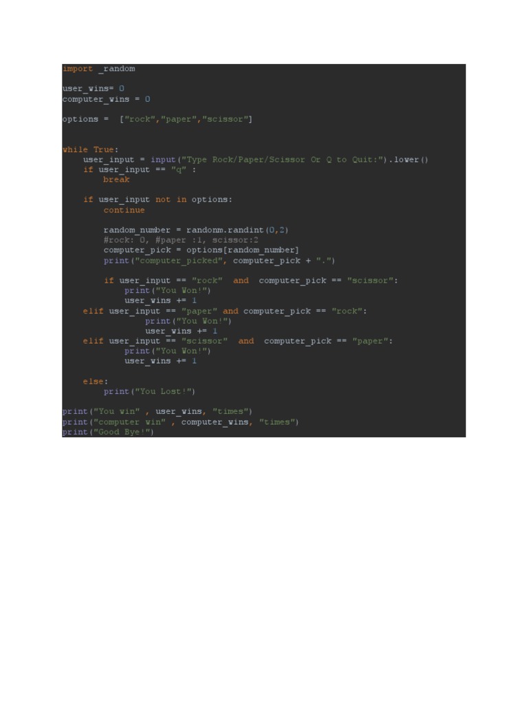 Rock Paper Scissor Game | PDF