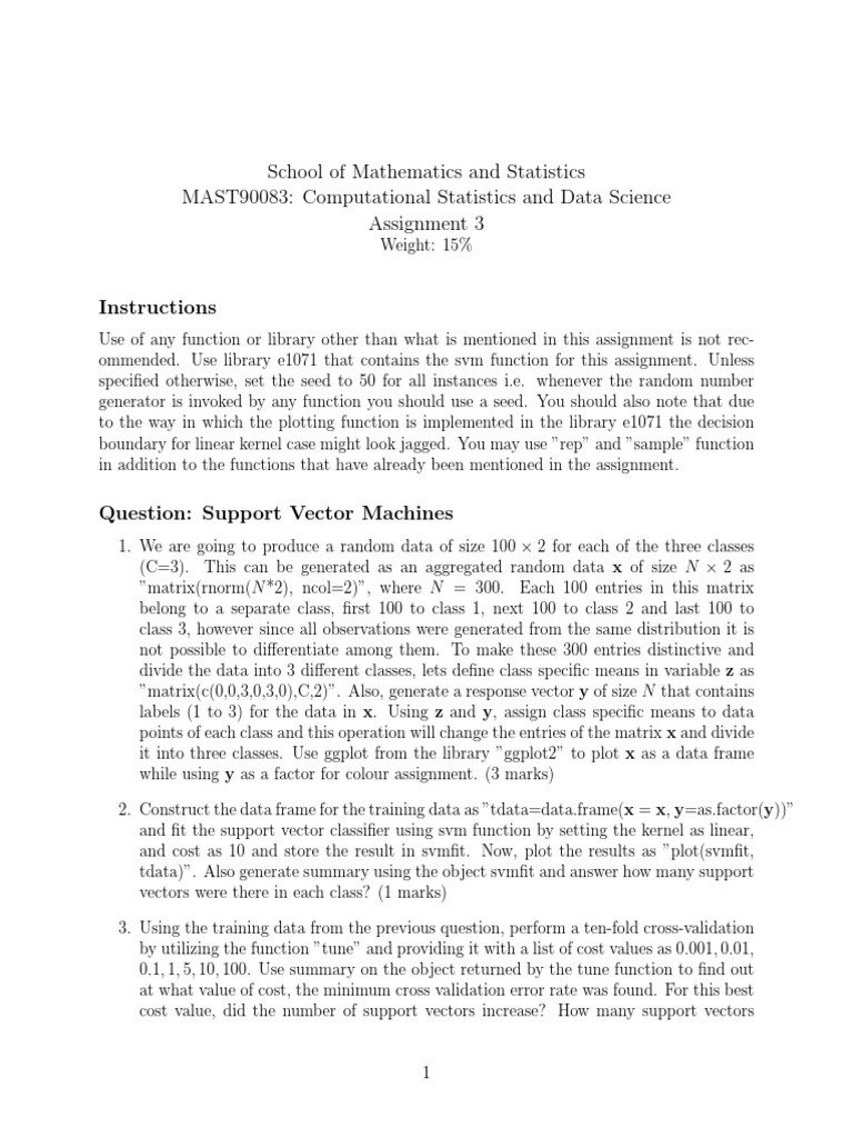 Assignment 3 | PDF | Support Vector Machine | Cross Validation (Statistics)