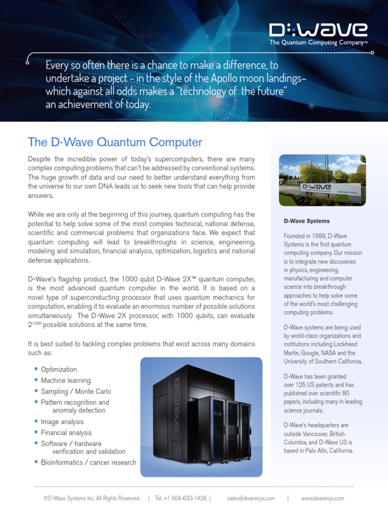 D Wave Brochure Mar2016B | PDF
