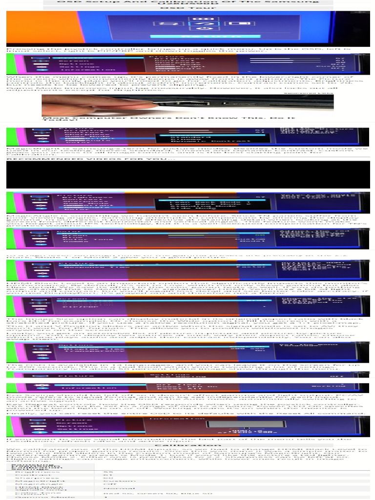 Samsung U28D590D OSD Setup and Calibration | PDF