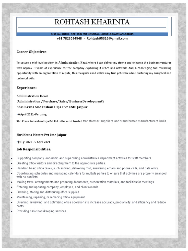 Rohtash Kharinta Resume 1 | PDF | Business