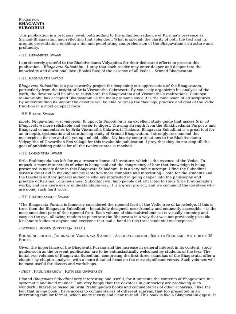 Bhagavata Subodhini Cantos 1 & 2 - Bhagavata Subodhini | PDF