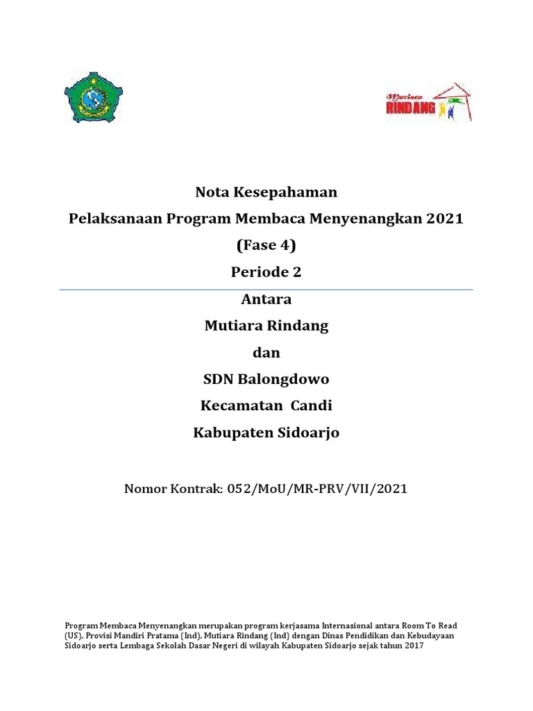 Draft - MoU Sekolah - Fix | PDF
