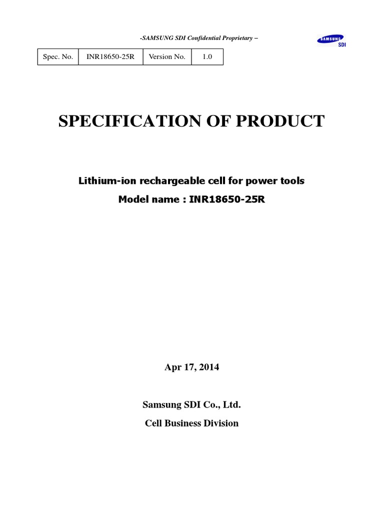 INR18650-25R Datasheet-2 | PDF