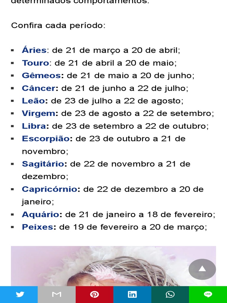 Signo de Cada Mês Datas e Combinações - Mapa Do | PDF