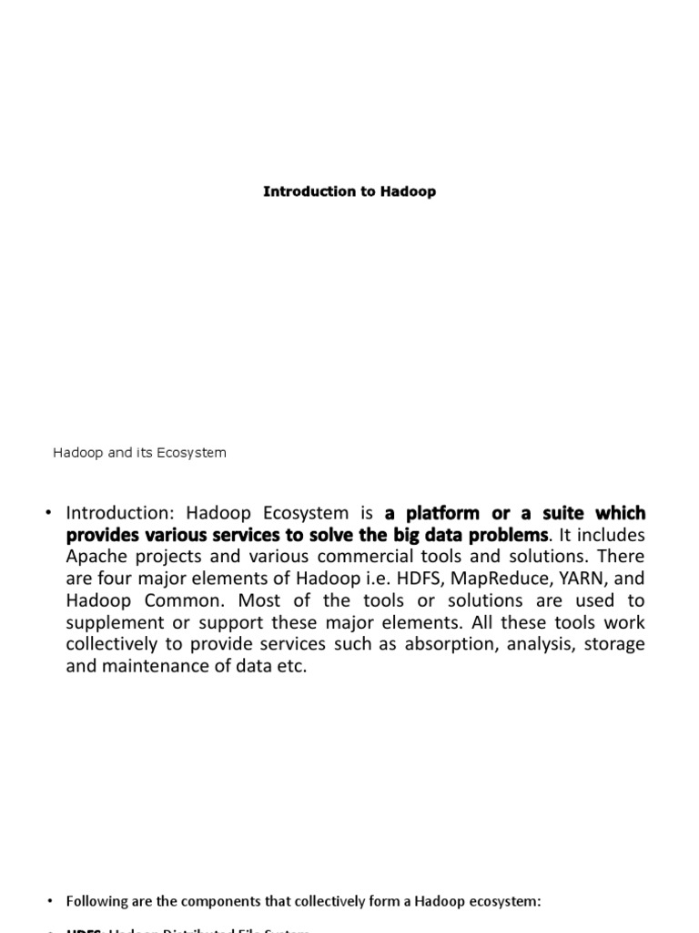 Unit 5 - Introduction To Hadoop | PDF | Apache Hadoop | Computer Cluster