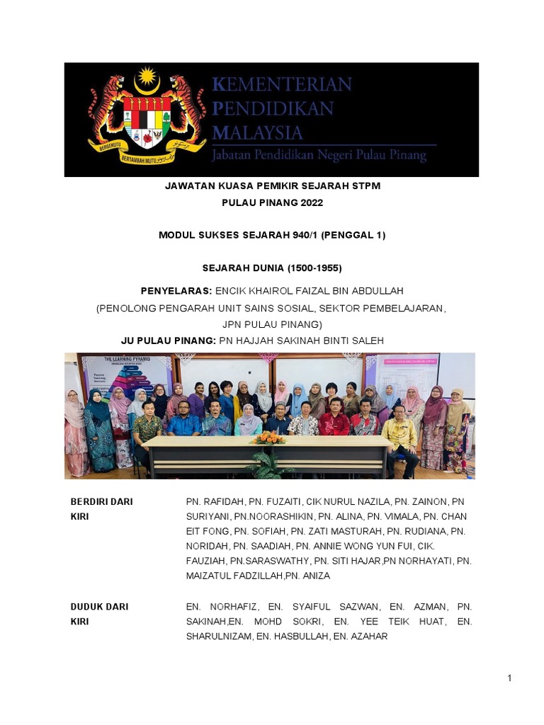 Modul Khas Sejarah Jpnpp Sem 1 | PDF