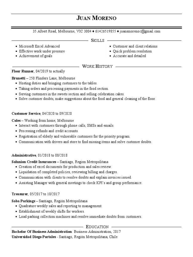 Juan Moreno's Professional Resume | PDF