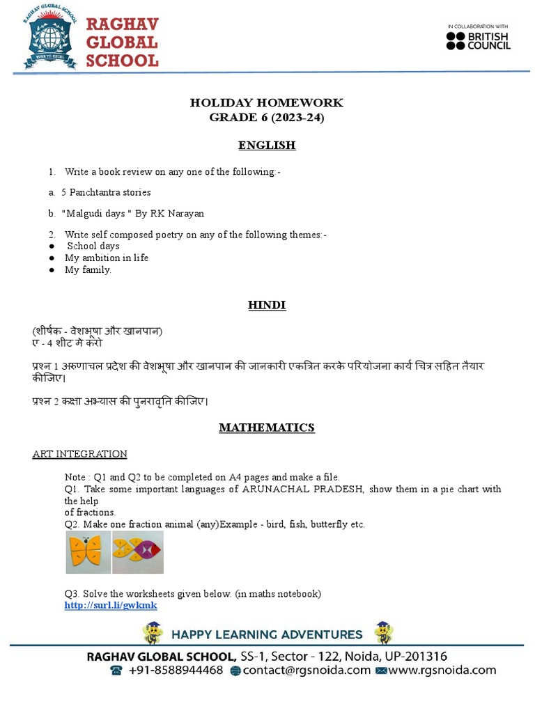 Grade 6 Holiday Homework Overview | PDF | Microsoft Power Point