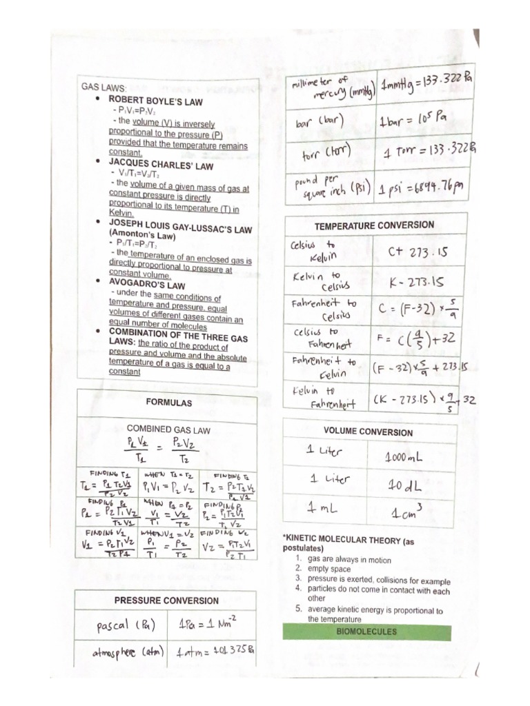 Science Formulas | PDF