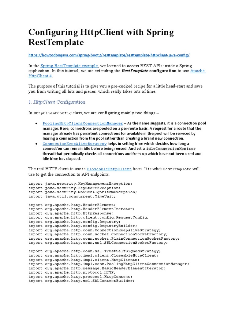 Configuring HttpClient With Spring RestTemplate | Download Free PDF | Software | Software ...