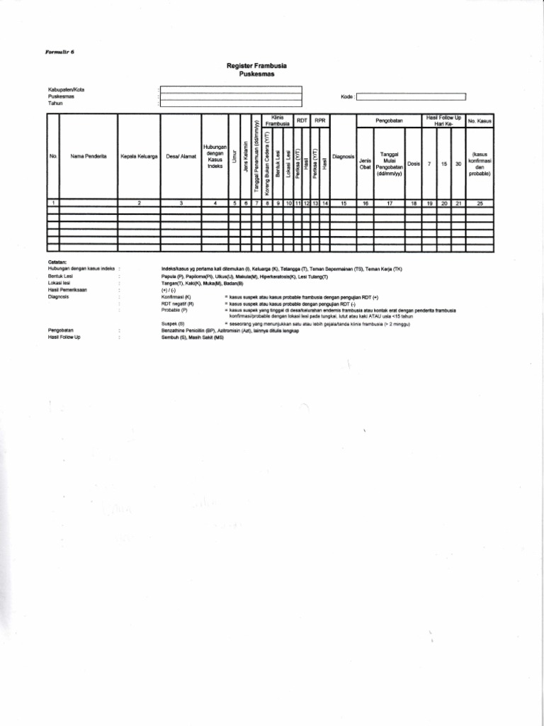 Form Isian Skrining Frambusia | PDF