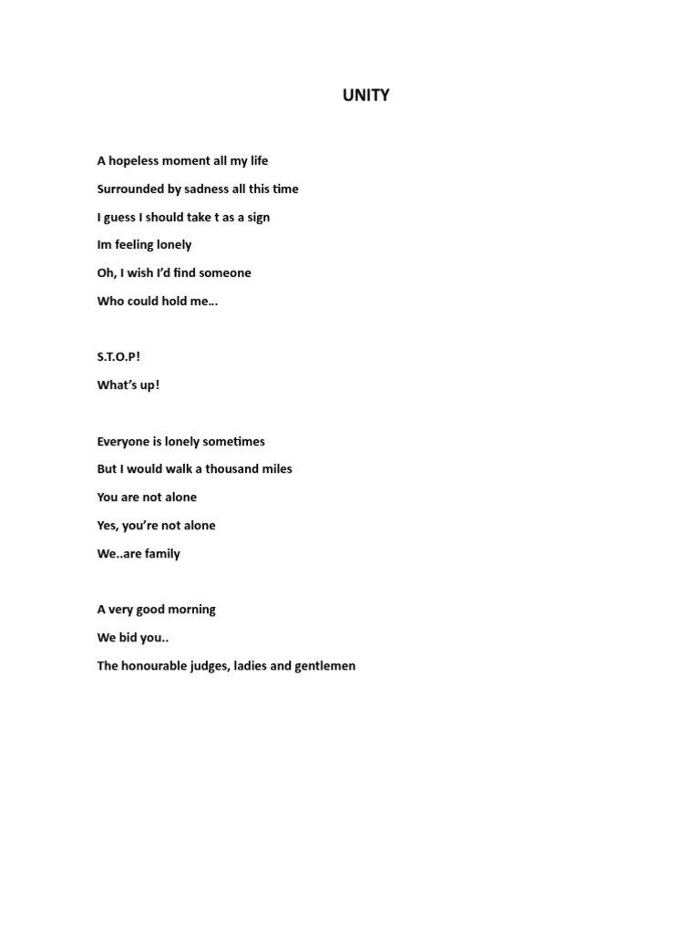 Choral Speaking Script - 2023 Unity | PDF