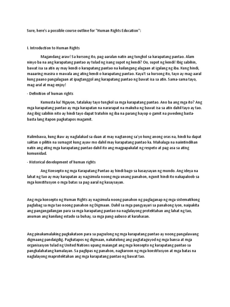 Tagalog CLJ 102 - Human Rights Education | PDF