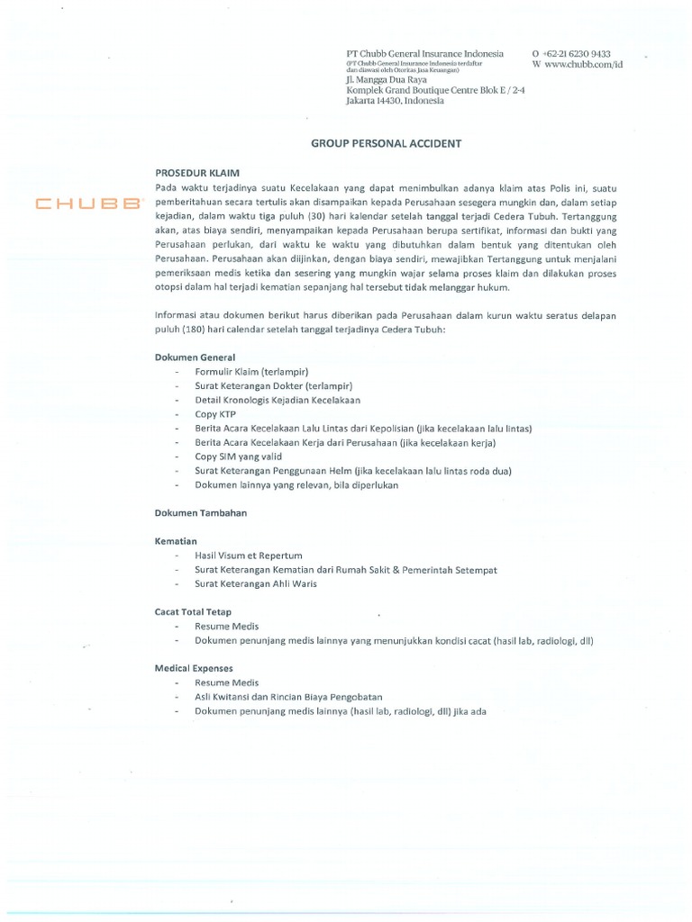 Prosedur & Dokumen Klaim | PDF