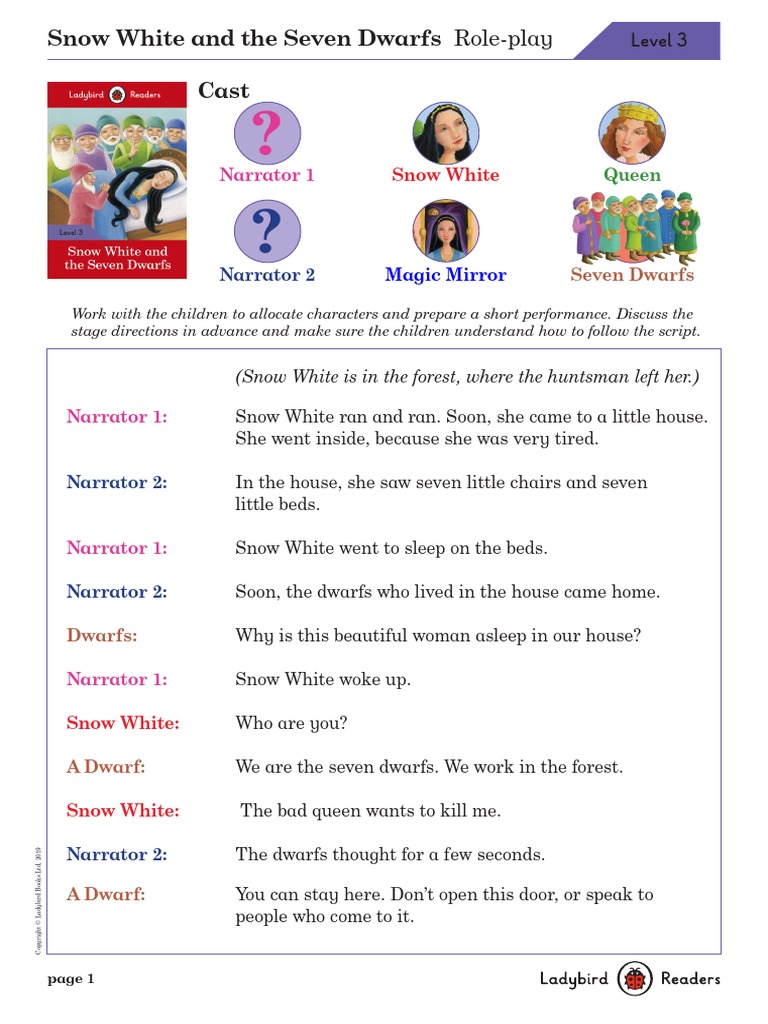 Snow White and The Seven Dwarfs Role Play | PDF | Snow White
